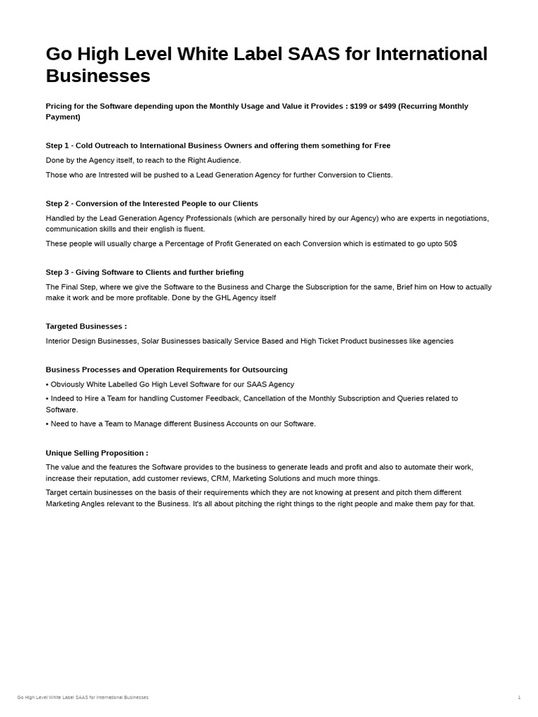 Go High Level White Label SAAS For International Businesses | PDF | Software As A Service ...