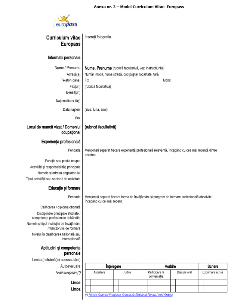 Anexa 3 Curriculum Vitae | PDF