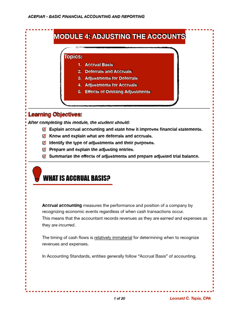 Module 4 Adjusting The Accounts | PDF