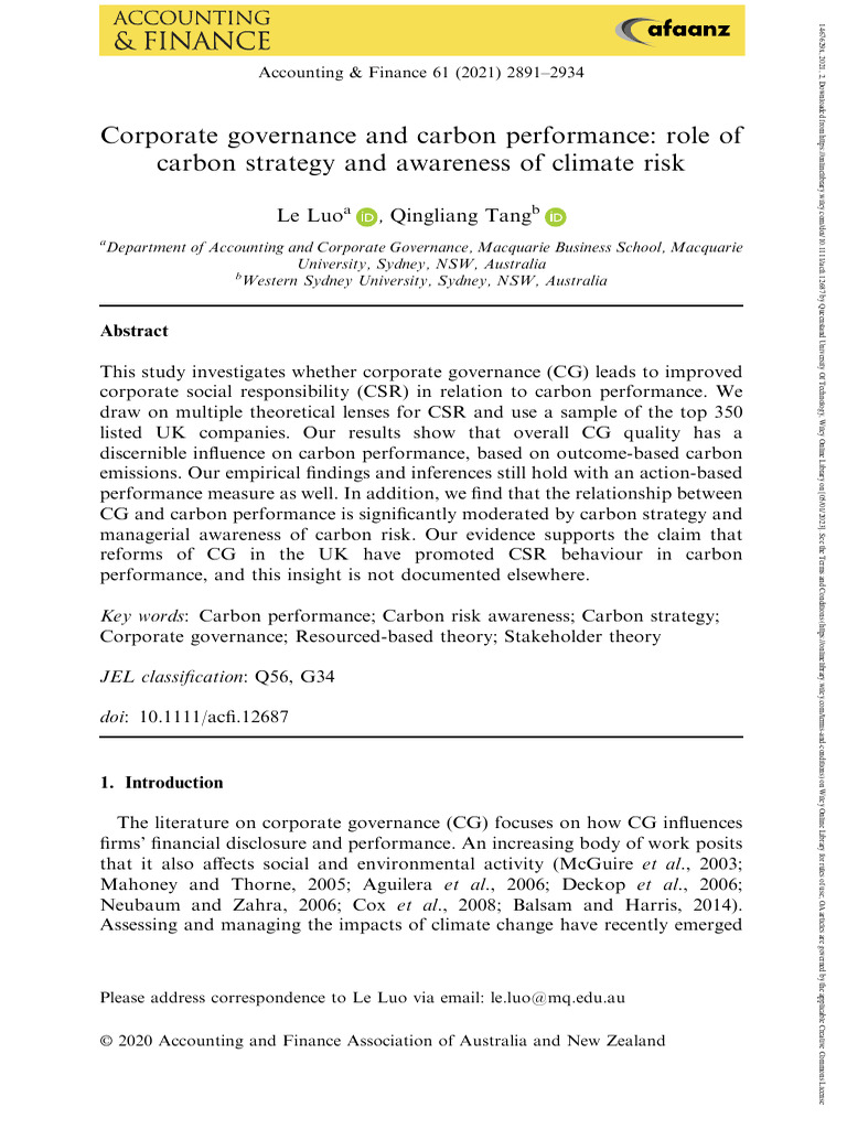 Eng - Corporate Governance and Carbon Performance Role of Carbon ...