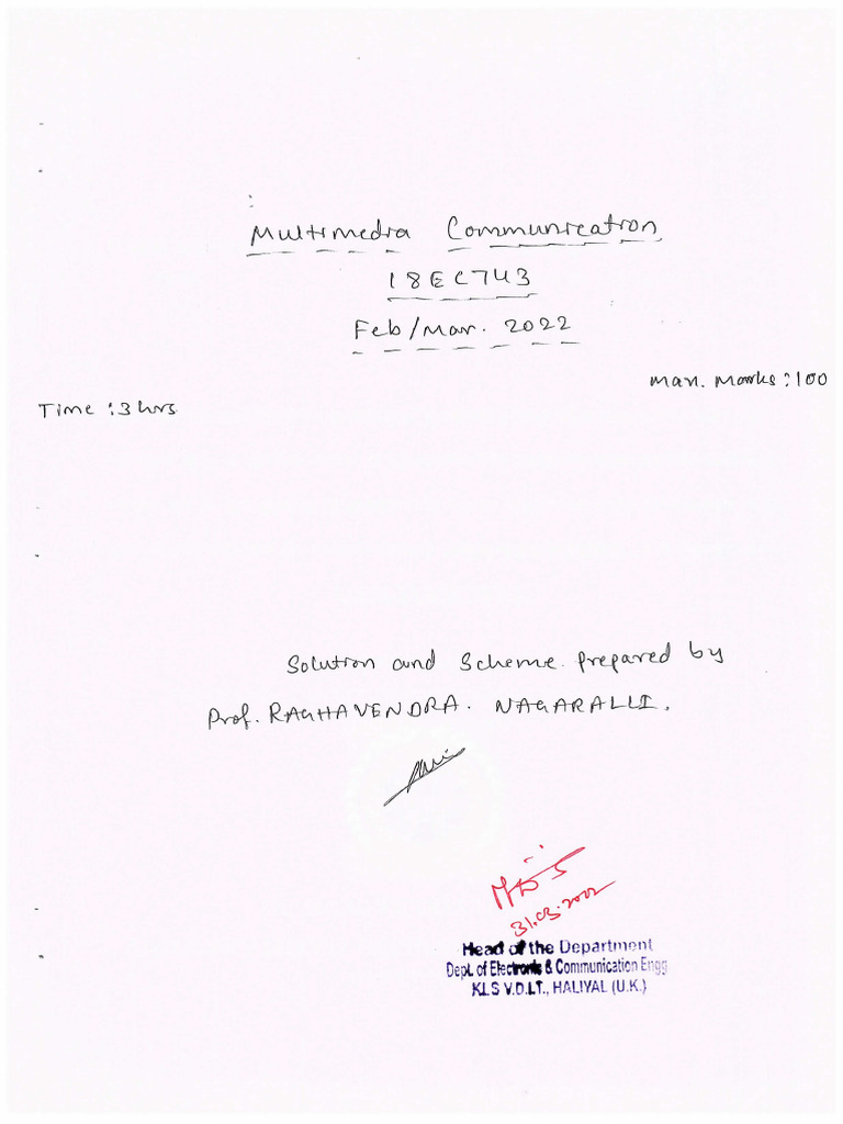 18EC743 Prof. Raghavendra N31 03 2022 - 001 | PDF