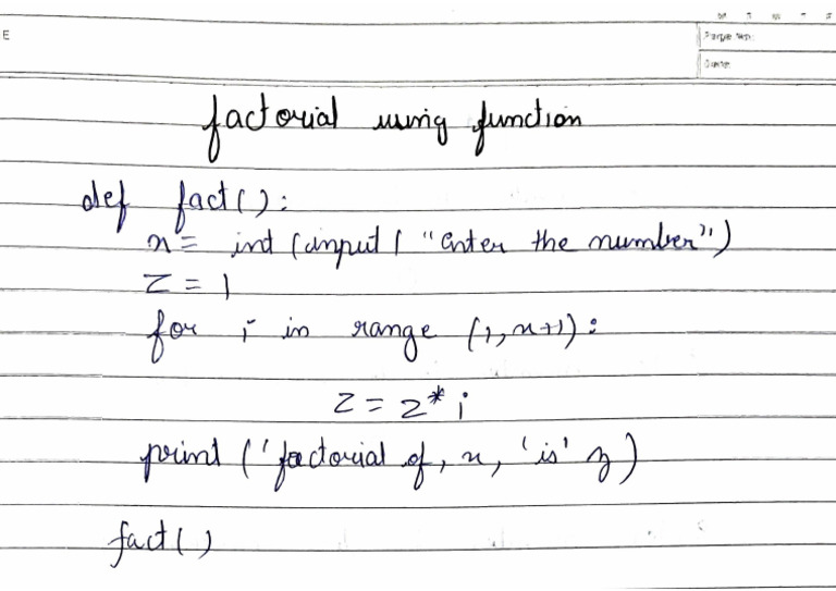 factorial using function | PDF