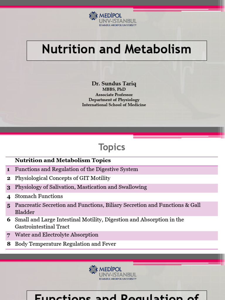 Functions and Regulation of The Digestive System | Download Free PDF ...
