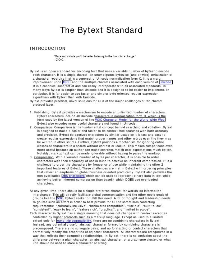 Bytext: A New Standard for Encoding | PDF | String (Computer Science) | Character Encoding