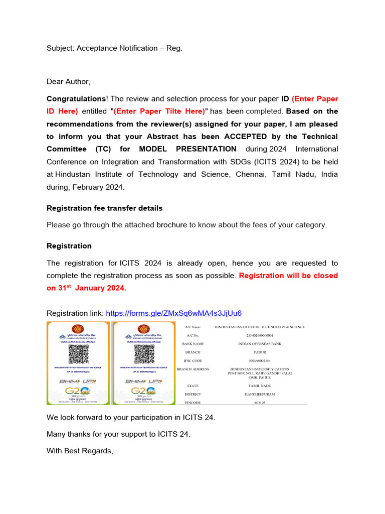 Acceptance Mail - Model | PDF | Business | Finance & Money Management