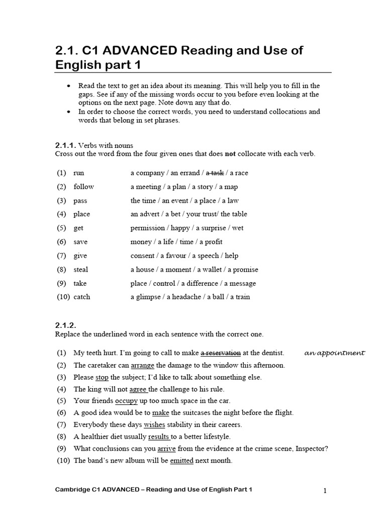 Ejercicios Inglés C1 Pdf Verb English Language