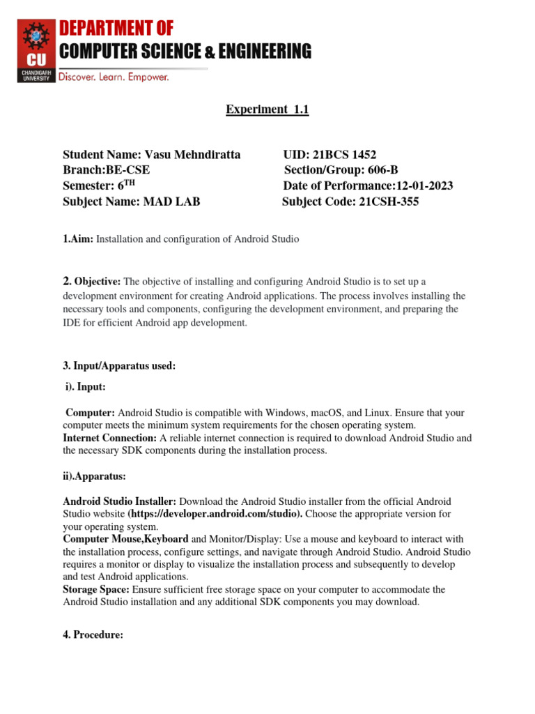 Mad 1 | PDF | Android (Operating System) | Installation (Computer Programs)