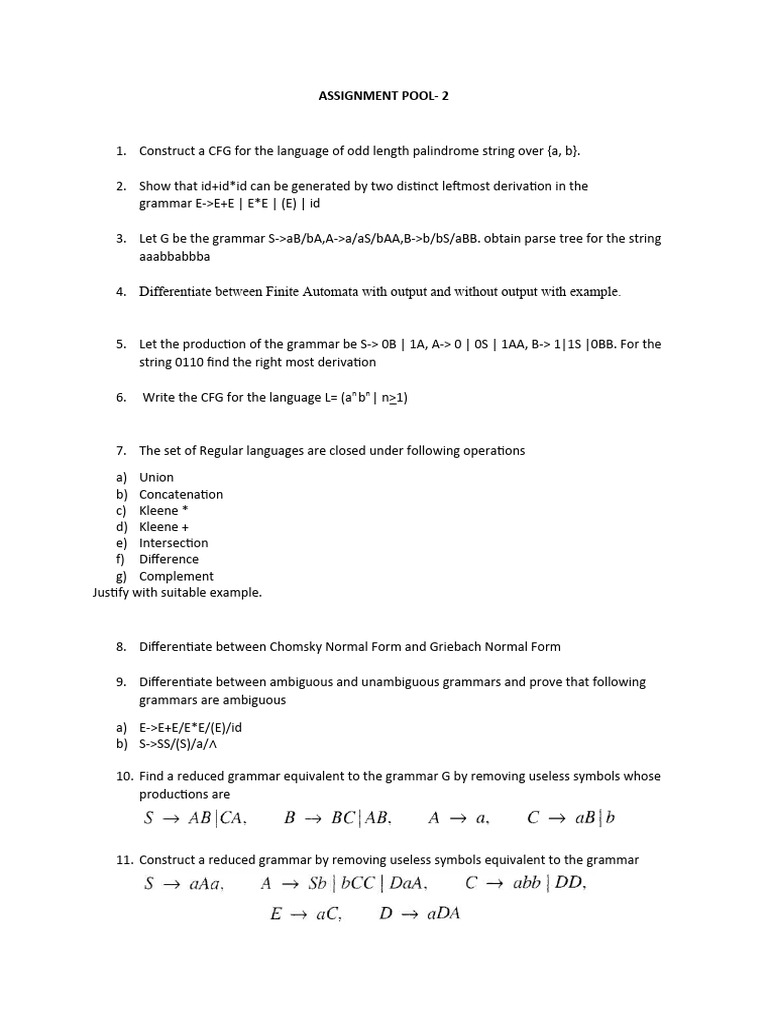 Assignment Pool - 2 | PDF | Models Of Computation | Formalism (Deductive)