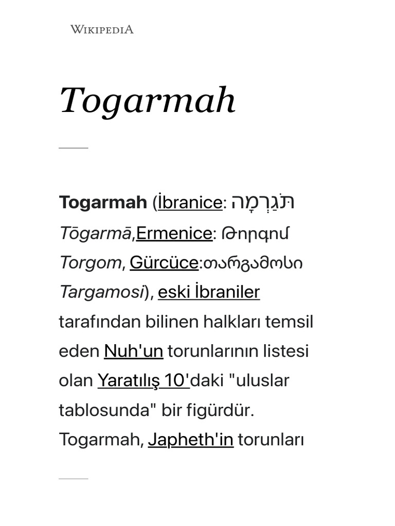 Togarmah - Wikipedia 2 | PDF