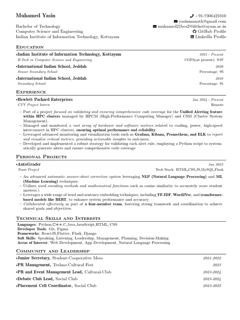 Muhamed Yasin's RESUME | PDF | Python (Programming Language) | Software ...