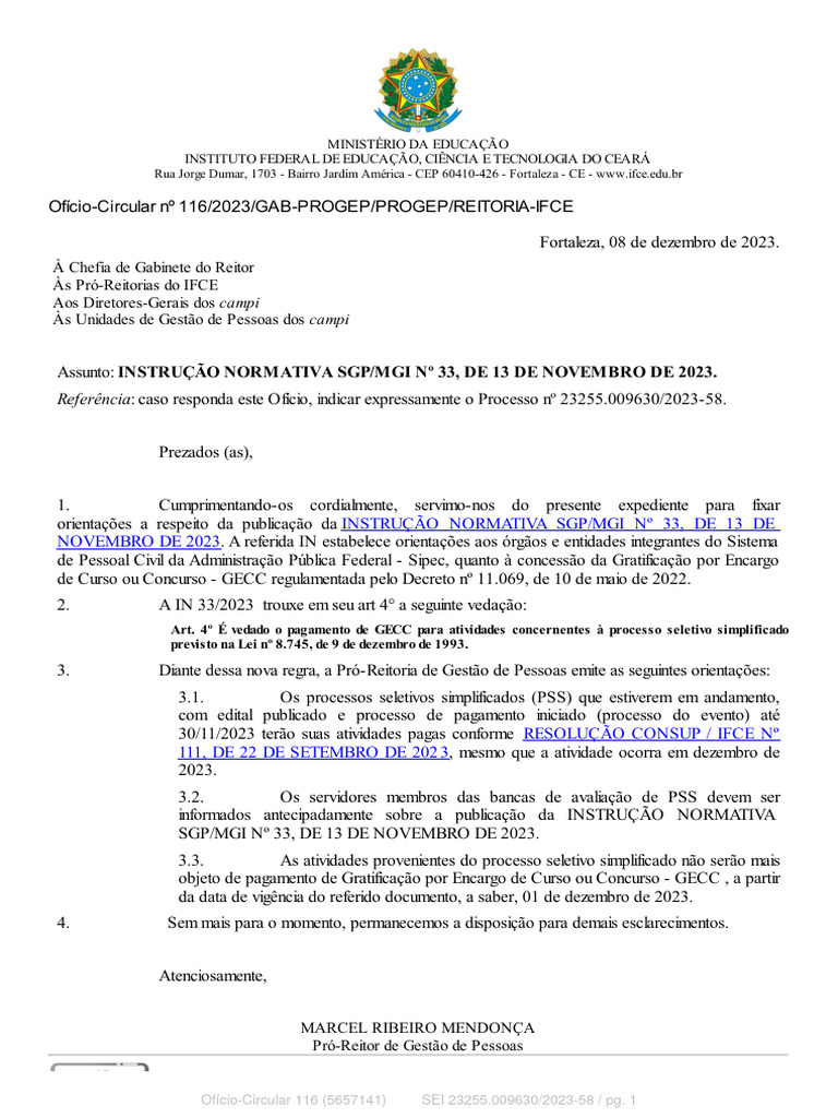 Ofício-Circular 116-1 | PDF