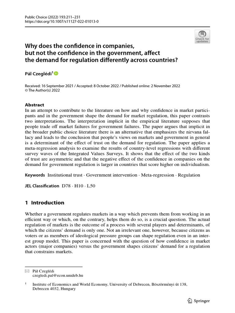 Why Does The Confidence in Companies, But Not The Confidence in The ...