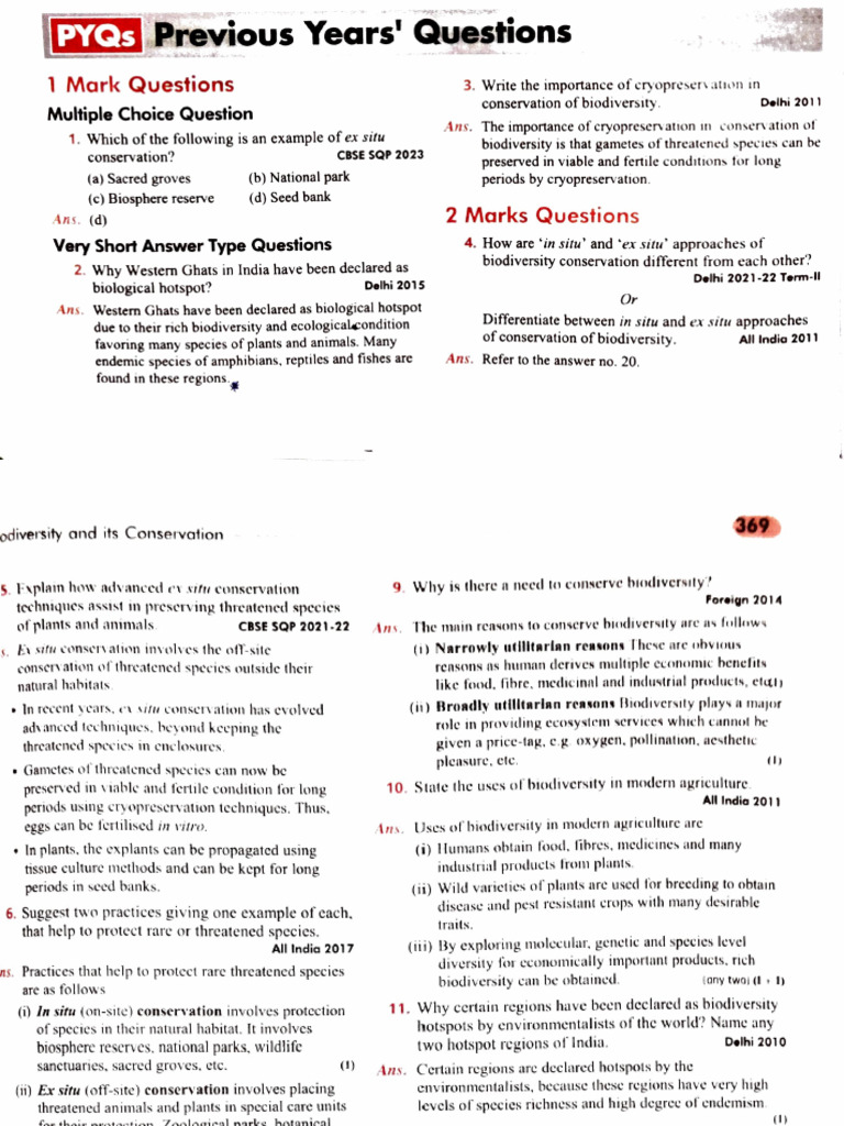 Biodiversity Conservation Exam Questions | PDF | Conservation Biology ...