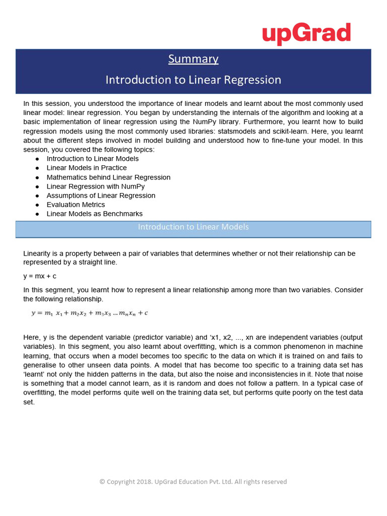 Linear Regression | PDF | Mean Squared Error | Coefficient Of Determination