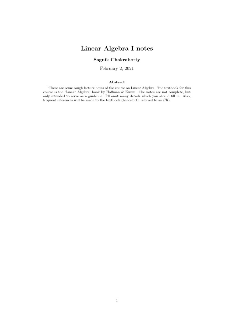 Linear Algebra Notes | PDF