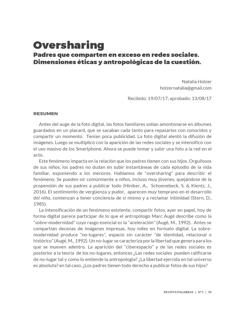 Oversharing: Ética del sharenting en redes | PDF | Servicio de redes ...