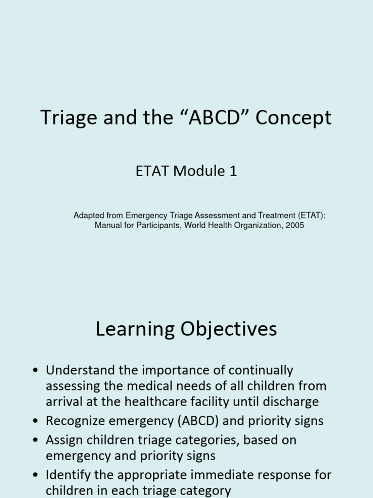ETAT Emergency Triage Training Guide | PDF | Health Care | Medical ...