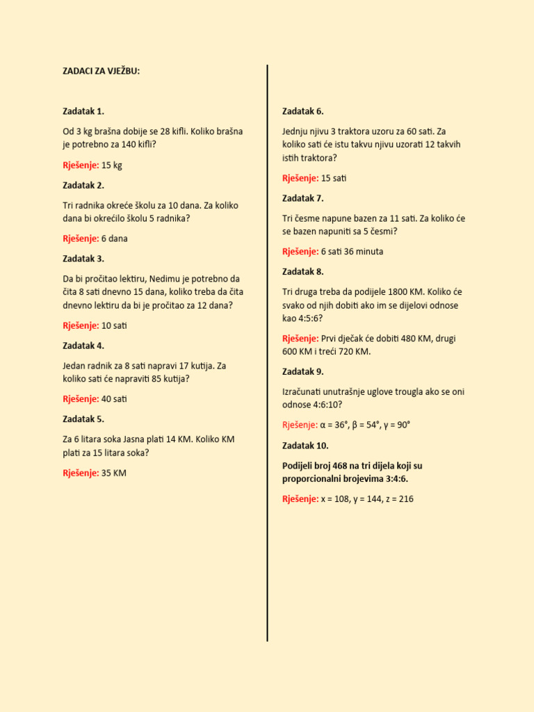 Zadaci Za Vježbu | PDF