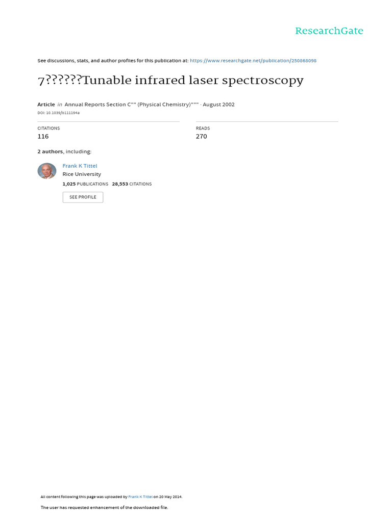 7tunable Infrared Laser Spectros | PDF