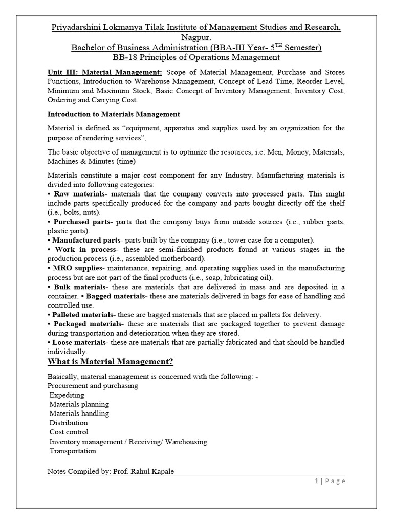 Pom Unit Iii C 1 | Download Free PDF | Inventory | Operations Management