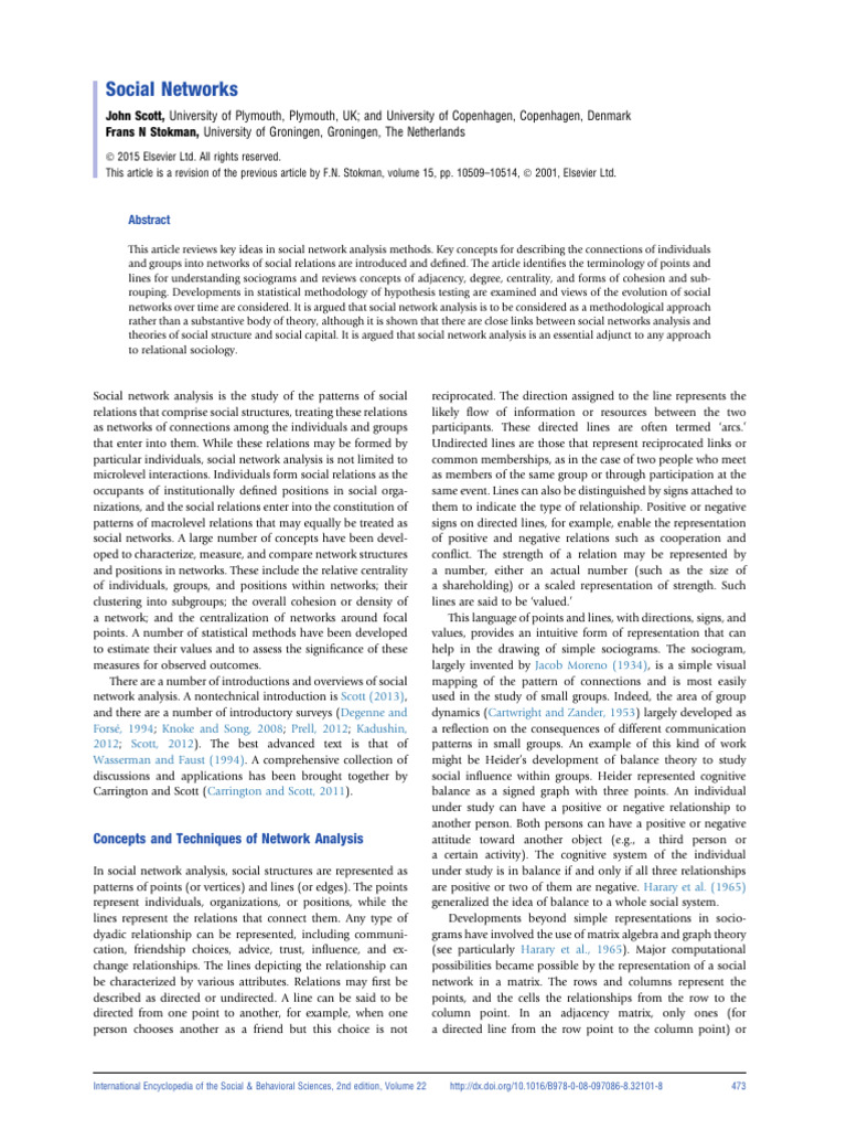 Social Networks | PDF | Social Network | Matrix (Mathematics)