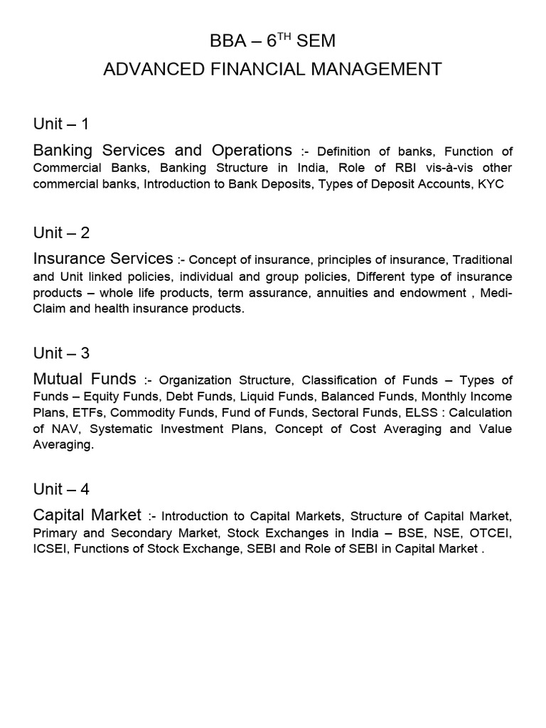 Advanced Financial Management - Bba 6th Sem | PDF