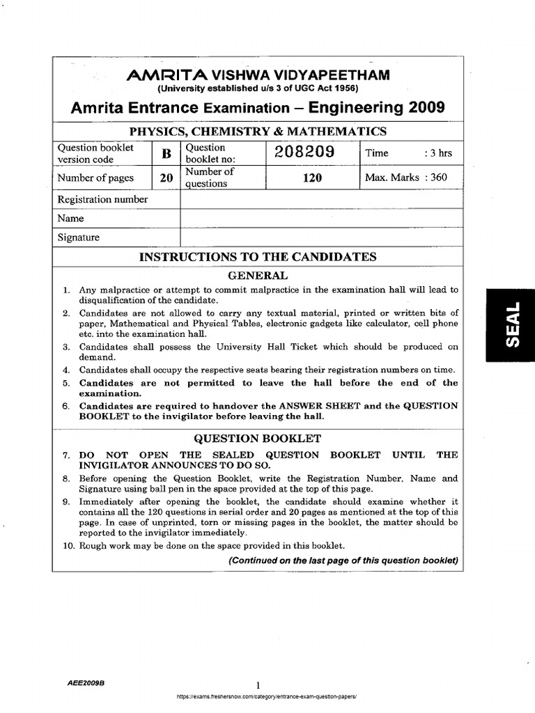 AEEE Question Paper | PDF