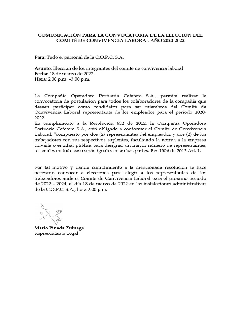 FORMATOS Comite de Convivencia Laboral | PDF