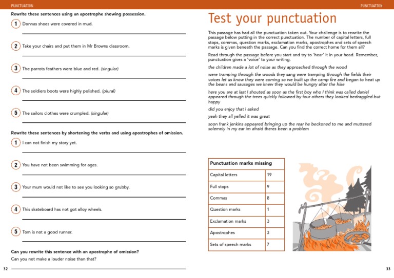 Punctuation Exercise and Rewrite Challenge | PDF