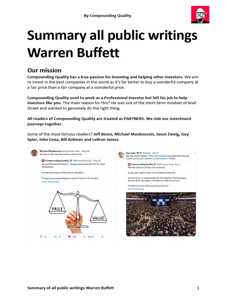 Warren Buffett-Learning Summarised | PDF