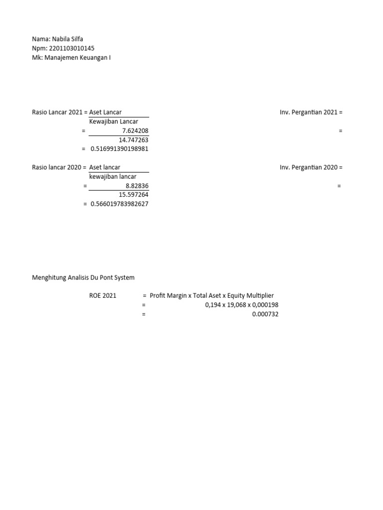 Nabila Silfa 2201103010145 Tugas | PDF | Income Statement