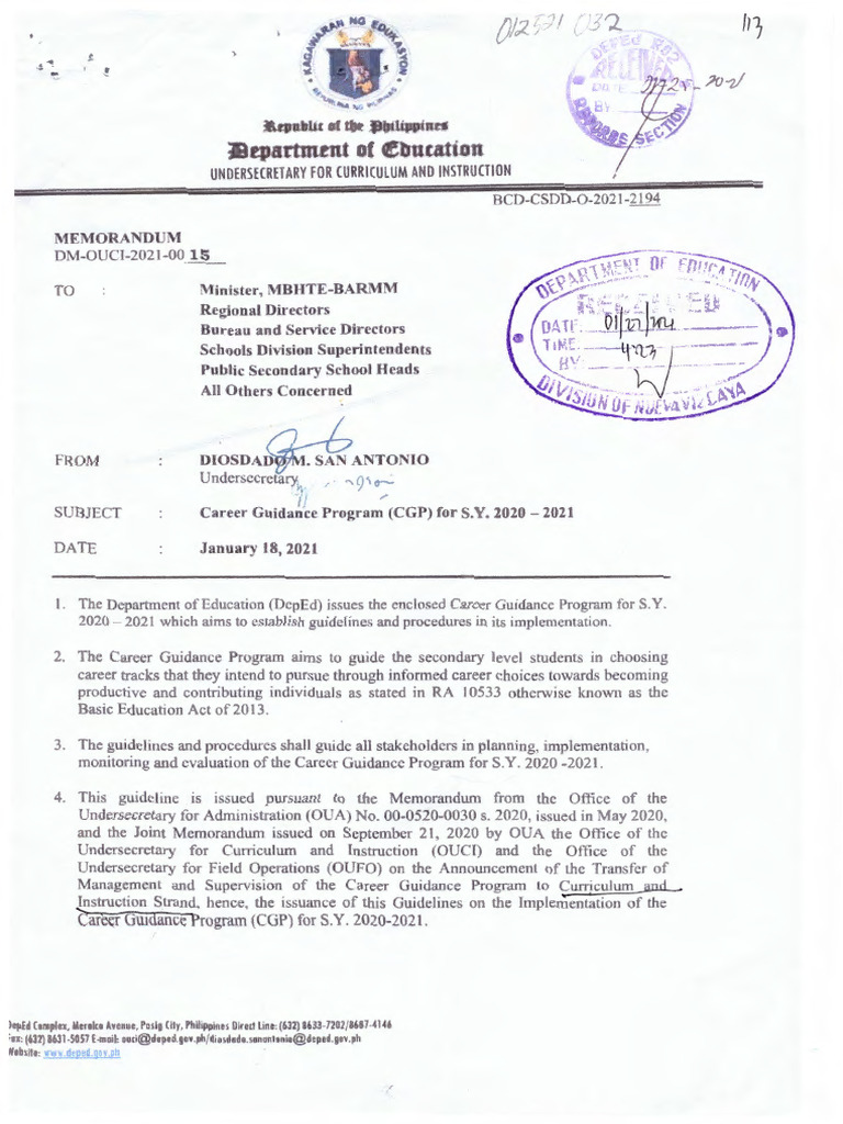 2021-02-04 Career Guidance Program (CGP) For S.Y. 2020-2021 | PDF ...