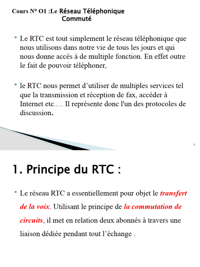 Cours #01 Le Réseau Téléphonique Commuté | PDF