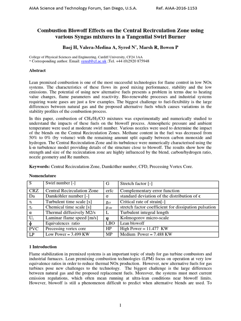 Baej Et Al. - 2016 - Combustion Blowoff Effects On The Central Recirculation Zone Using Various ...