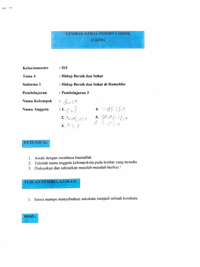 Contoh LKPD Kelas 1 | PDF | Karier & Perkembangan | Kajian Bahasa Asing