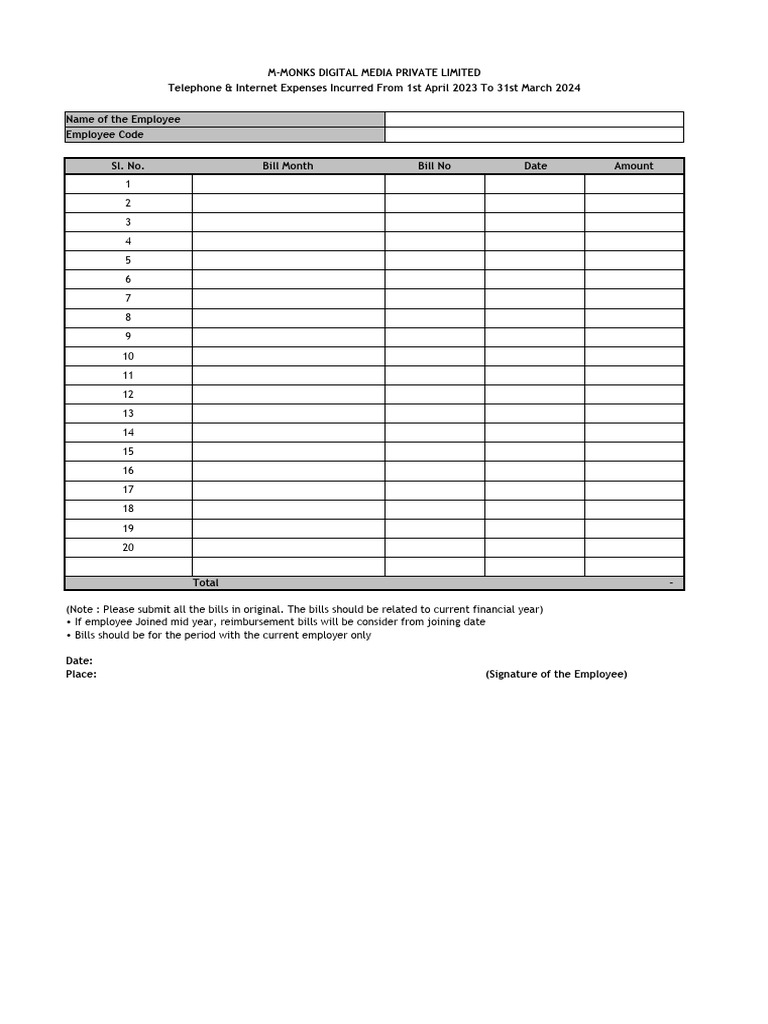 FBP - Telephone & Internet Allowance Claim Form | PDF