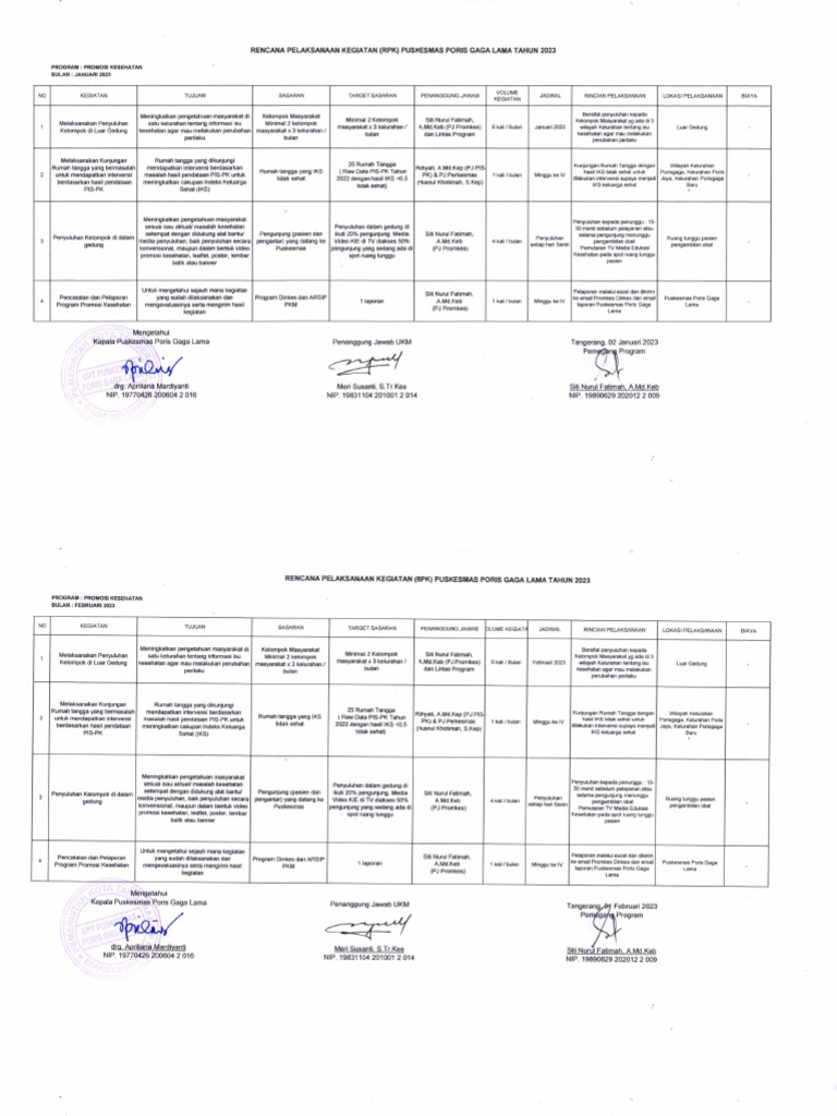 RPK Bulanan Promkes 2023 | PDF
