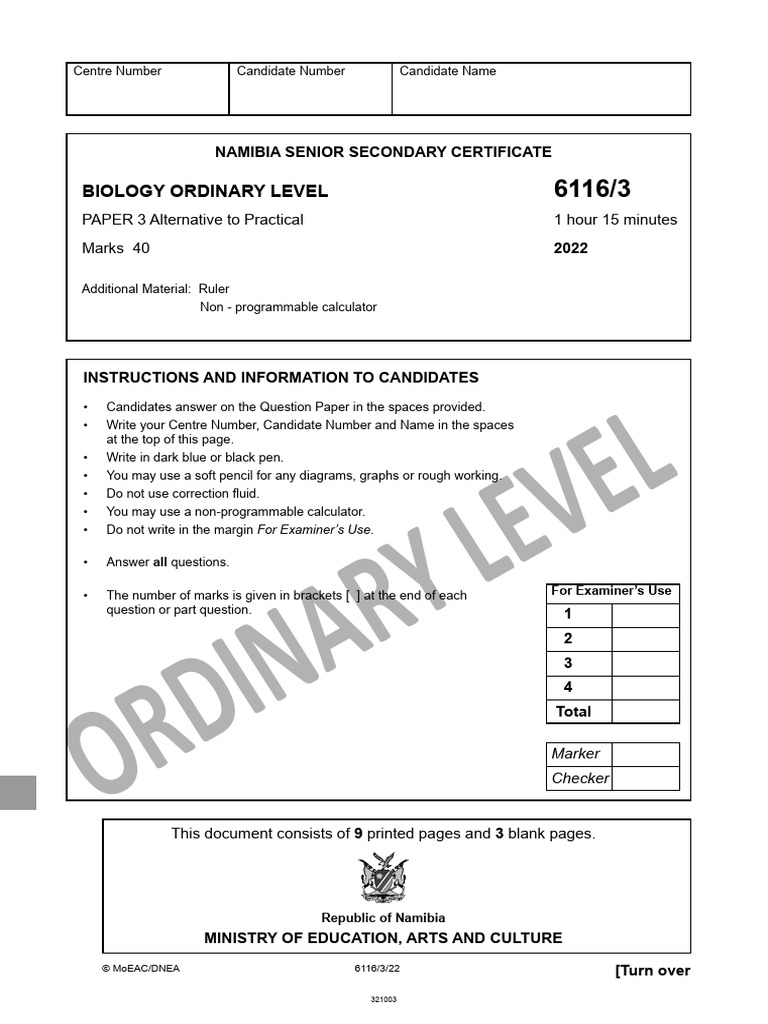 Grade 11 Biology Paper 3 Exam 2022 | PDF | Ammonia | Hydroxide