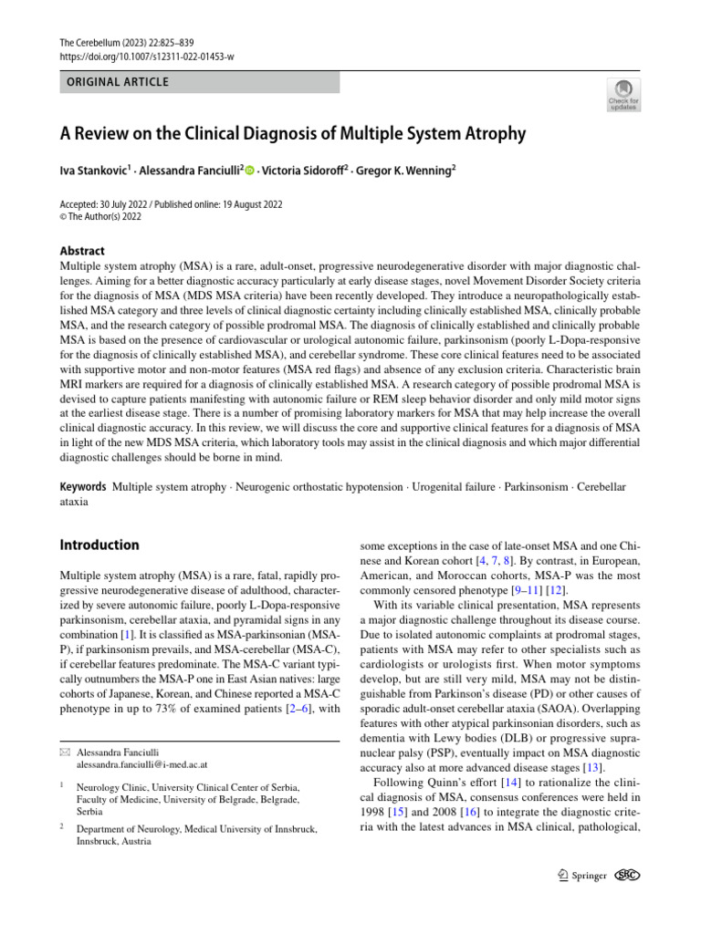 MSA Review FF Bun | PDF | Parkinson's Disease | Neurology