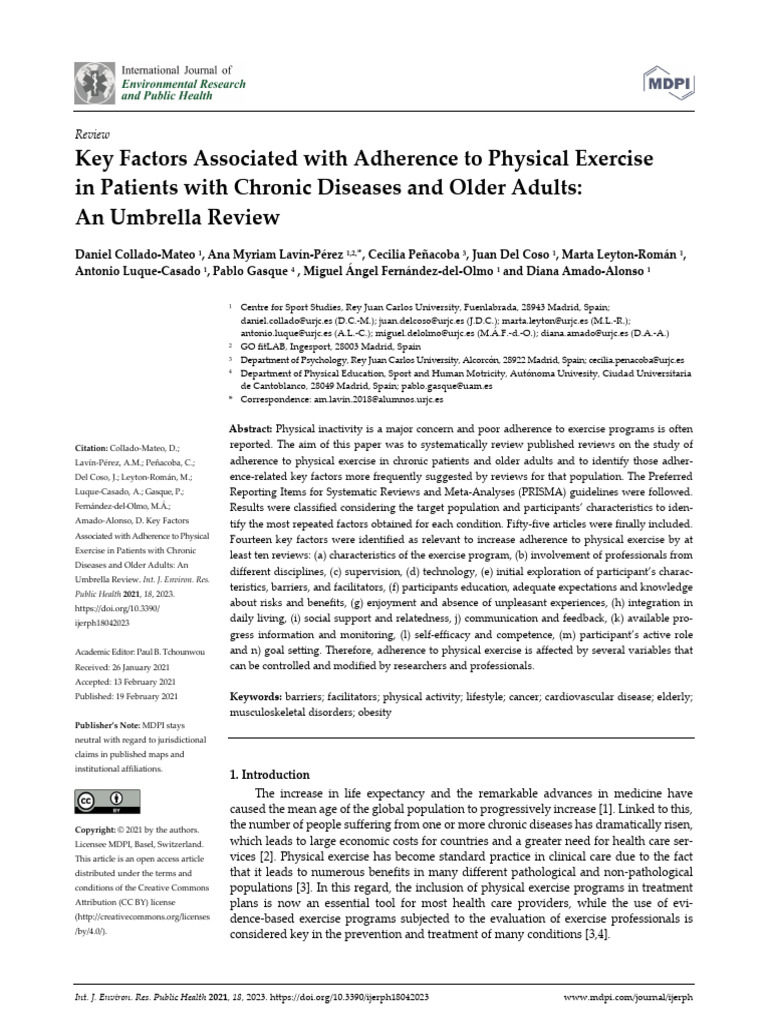 Key Factors Associated With Adherence To Physical | PDF | Systematic ...