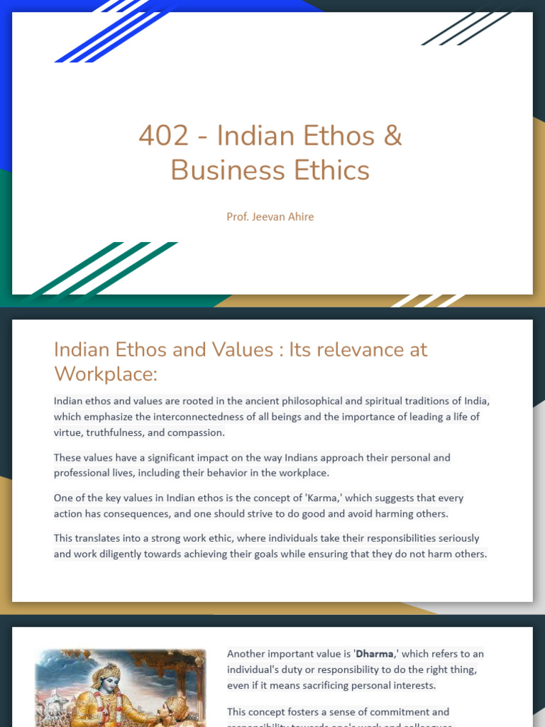 402 - Indian Ethos - Business Ethics | PDF | Bhagavad Gita | Corporate Social Responsibility