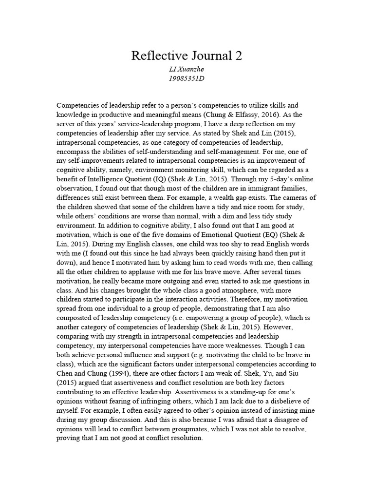 Reflctive Journal 2 Derrick LI Xuanzhe | PDF | Career & Growth