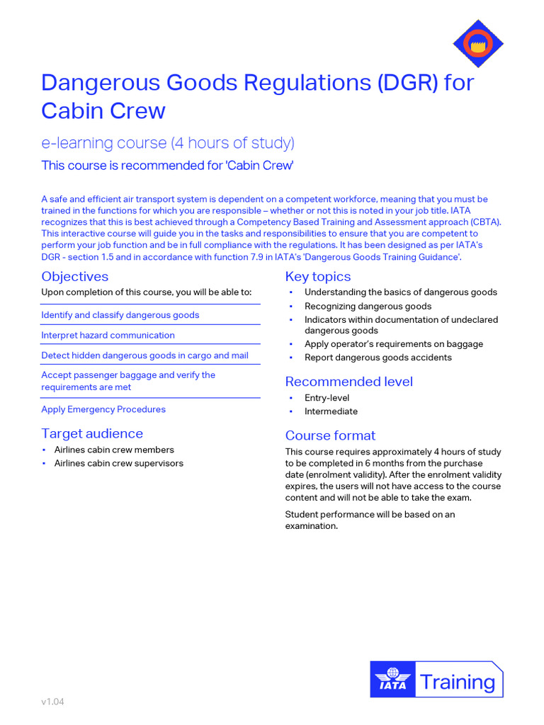 7.09 Training Tcgg41 DGR Cabin Crew | PDF | Dangerous Goods | Flight ...