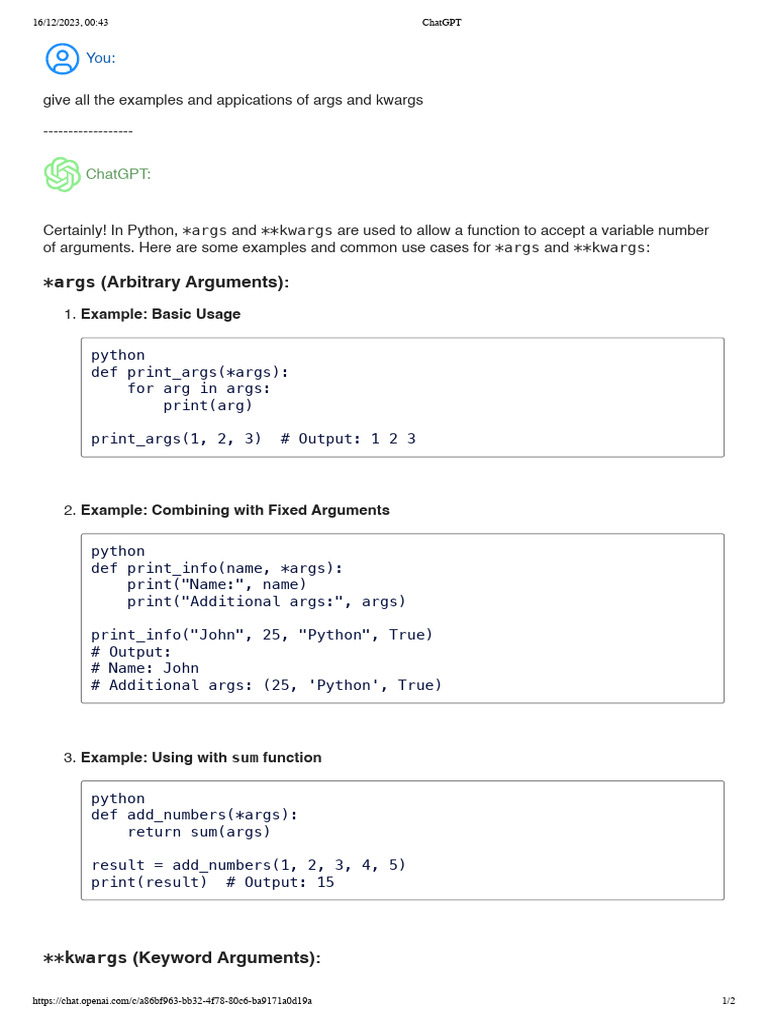 Args and Kwargs | PDF