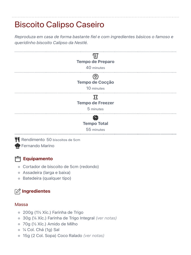 Biscoito Calipso Caseirodelicia | PDF | Chocolate | Bolacha