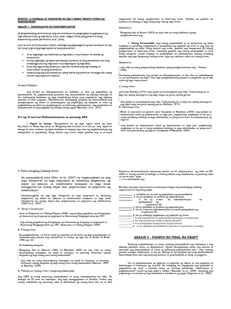 MODYUL-12-PAGBASA-AT-PAGSUSURI-NG-IBA | PDF