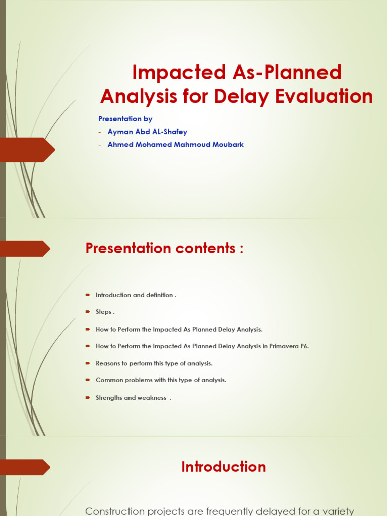Impacted As-Planned Delay Analysis Guide | PDF | Simulation | Applied ...