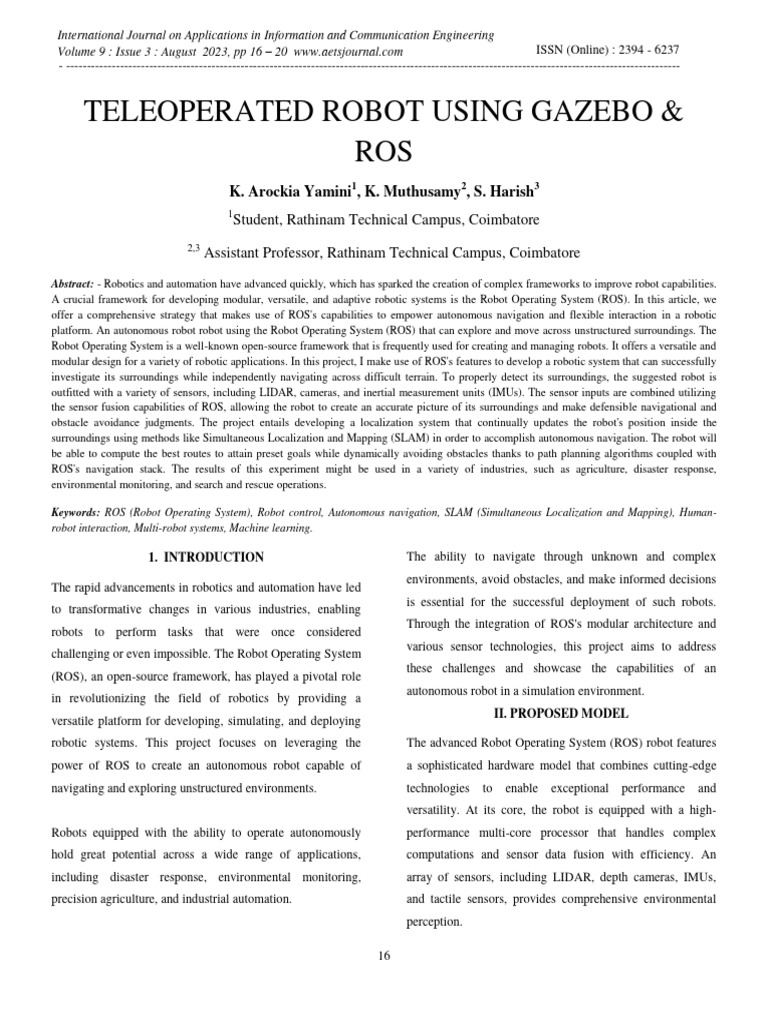 Teleoperated Robot Using Gazebo & Ros | PDF | Robot | Robotics