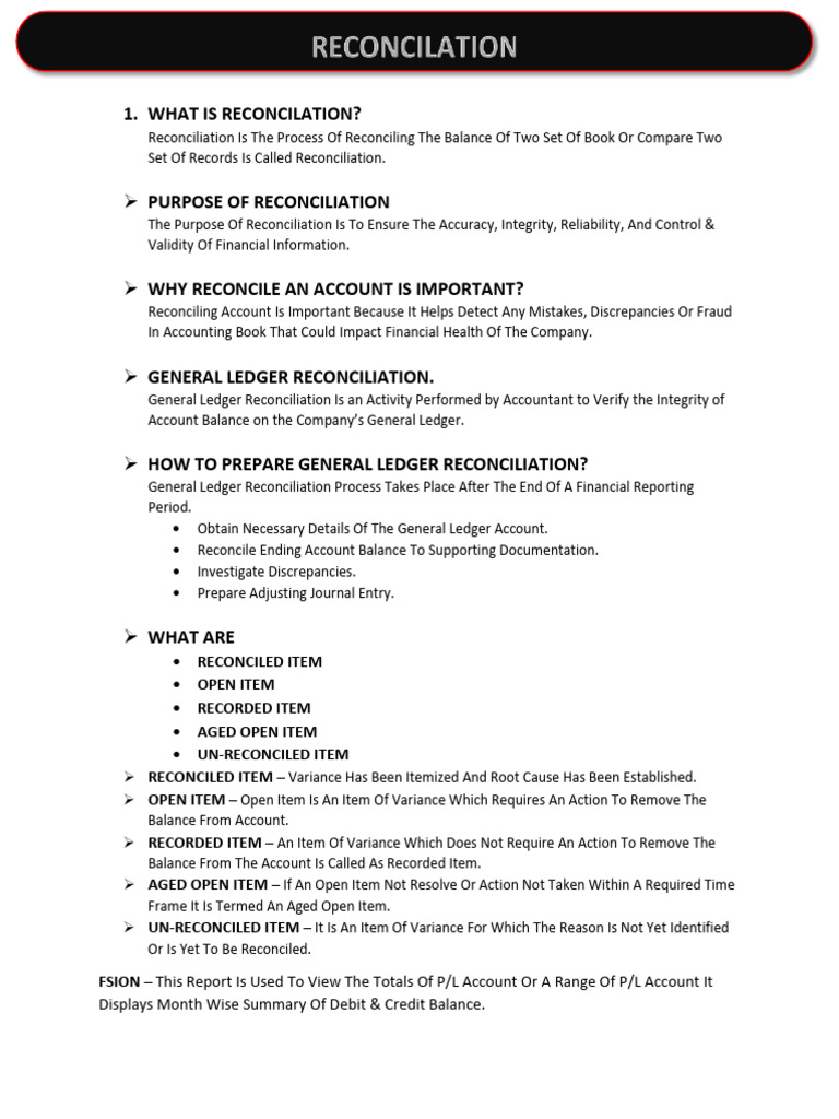 Accounting Reconciliation Guide | PDF | Business | Finance & Money ...