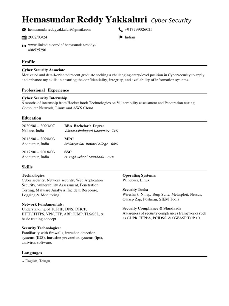 Hemasundar's Resume | PDF | Security | Computer Security
